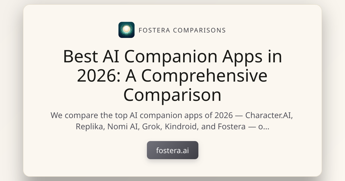 Best AI Companion Apps in 2026: A Comprehensive Comparison | Fostera